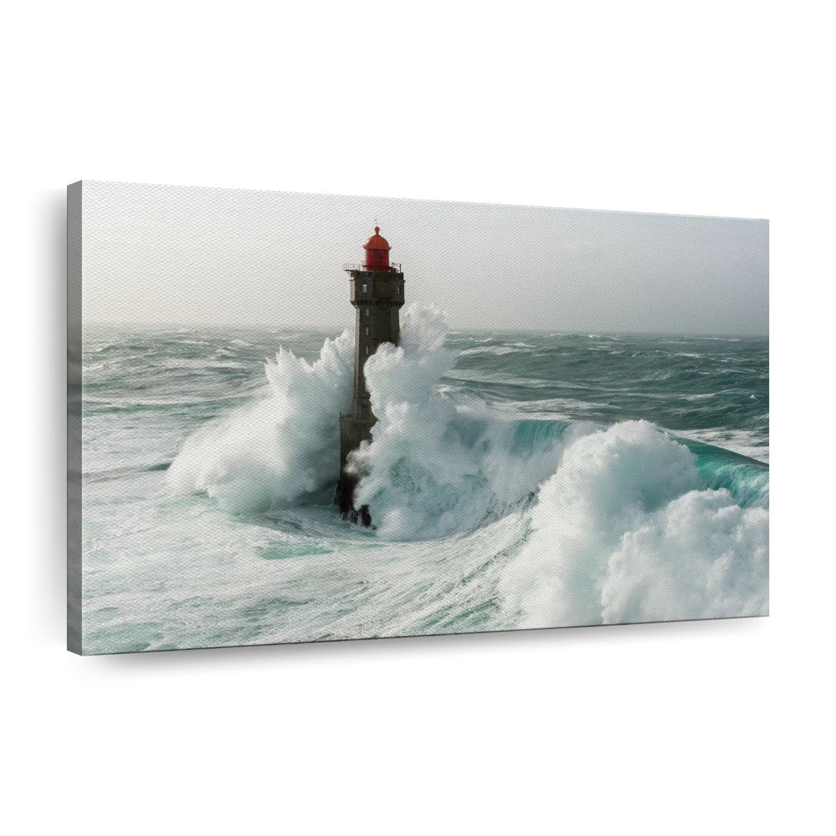 Breakwater Bay Lighthouse In A Storm On Canvas Print | Wayfair