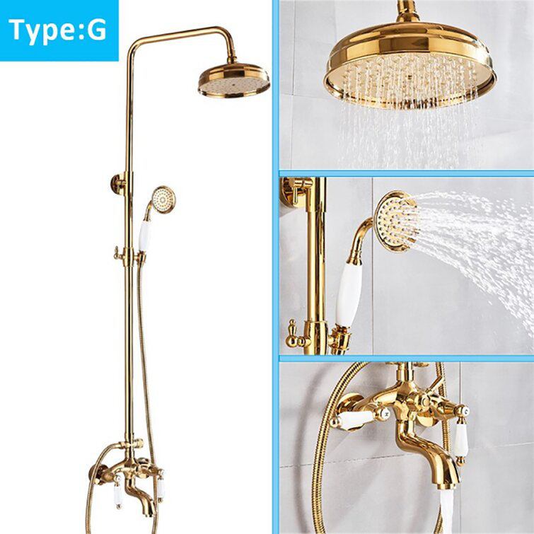 Juno Showers Juno Luxury Gold Shower Mixer Faucet Type G Brass Rainfall ...