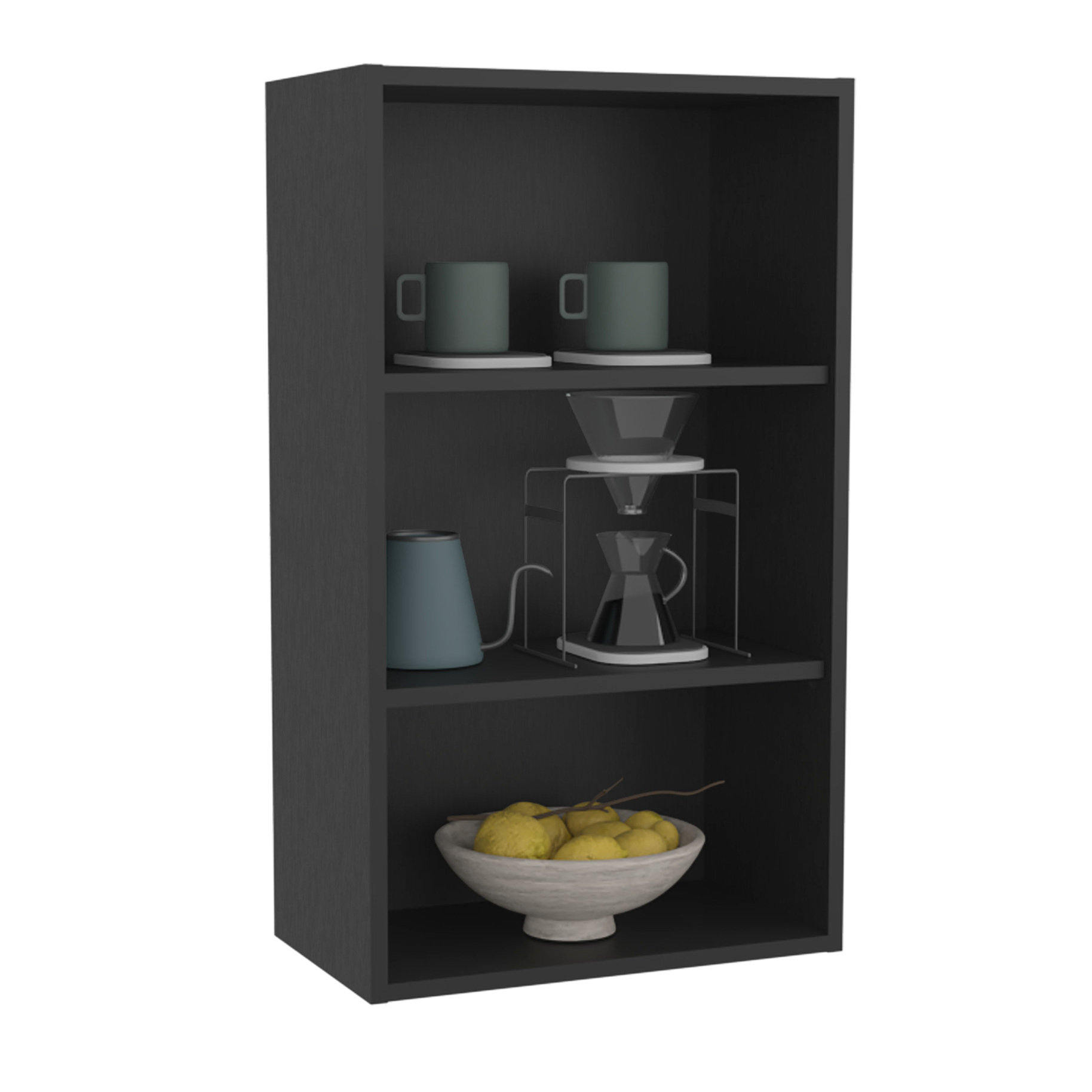 Wrought Studio™ Wall Shelf Cabinet In Black For Bedroom, Office, Living ...