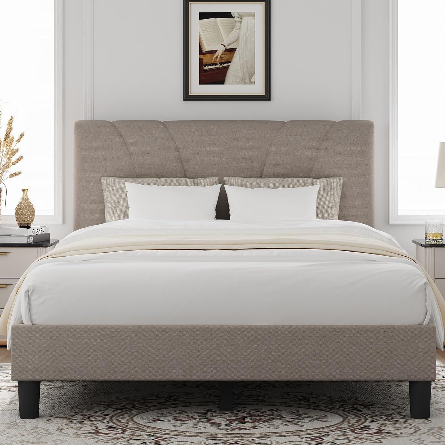 Ebern Designs Horley Queen Bed Frame with Headboard, Bed Frame Queen ...
