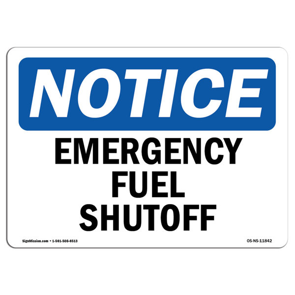 SignMission Emergency Fuel Shutoff Sign | Wayfair