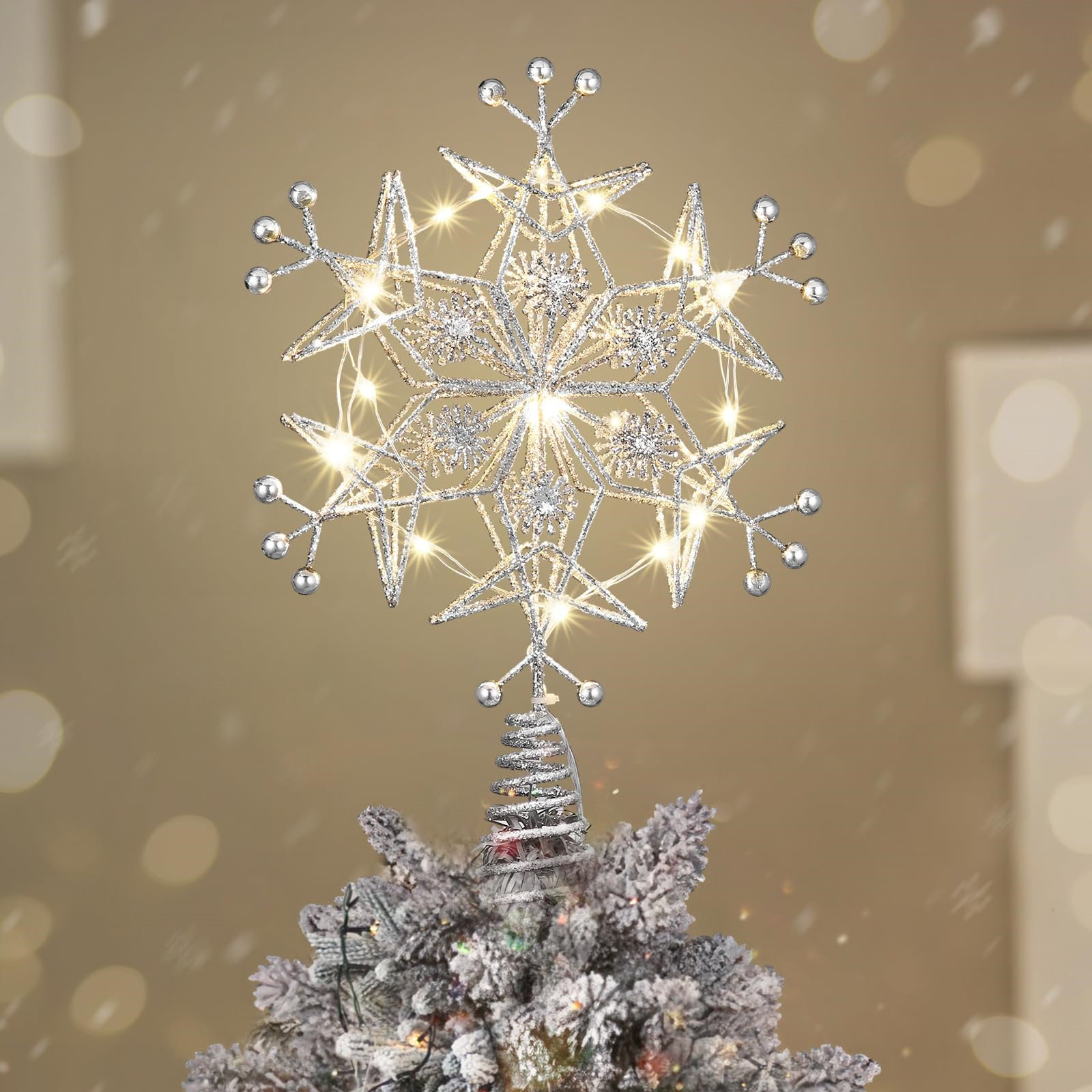 The Holiday Aisle® Lighted Snowflake Christmas Tree Topper | Wayfair