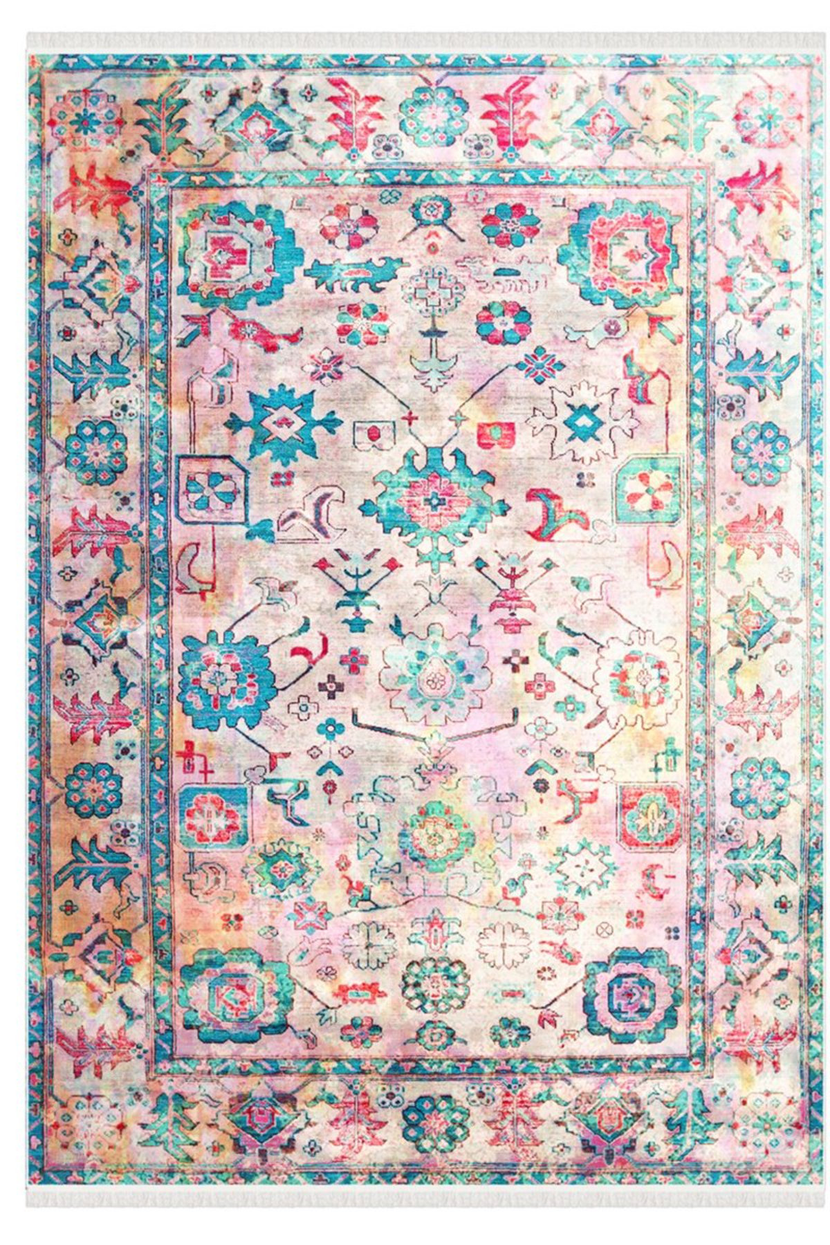 Rugpera Arba Pink And Blue Color Oriental Design Carpet Machine Woven ...