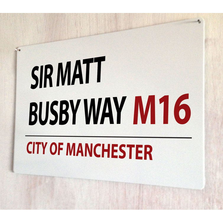 Happy Larry 'Sir Matt Busby Way Sign' - Unframed Typography Print on ...