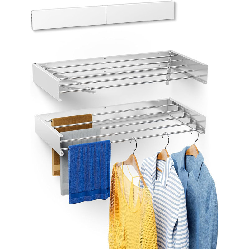 Rebrilliant Metal Foldable Wall-Mounted Drying Rack | Wayfair