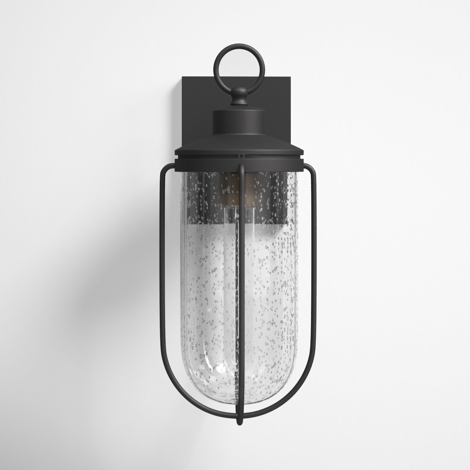 Birch Lane™ Remi Museum Black Seeded Glass Outdoor Wall Lantern ...