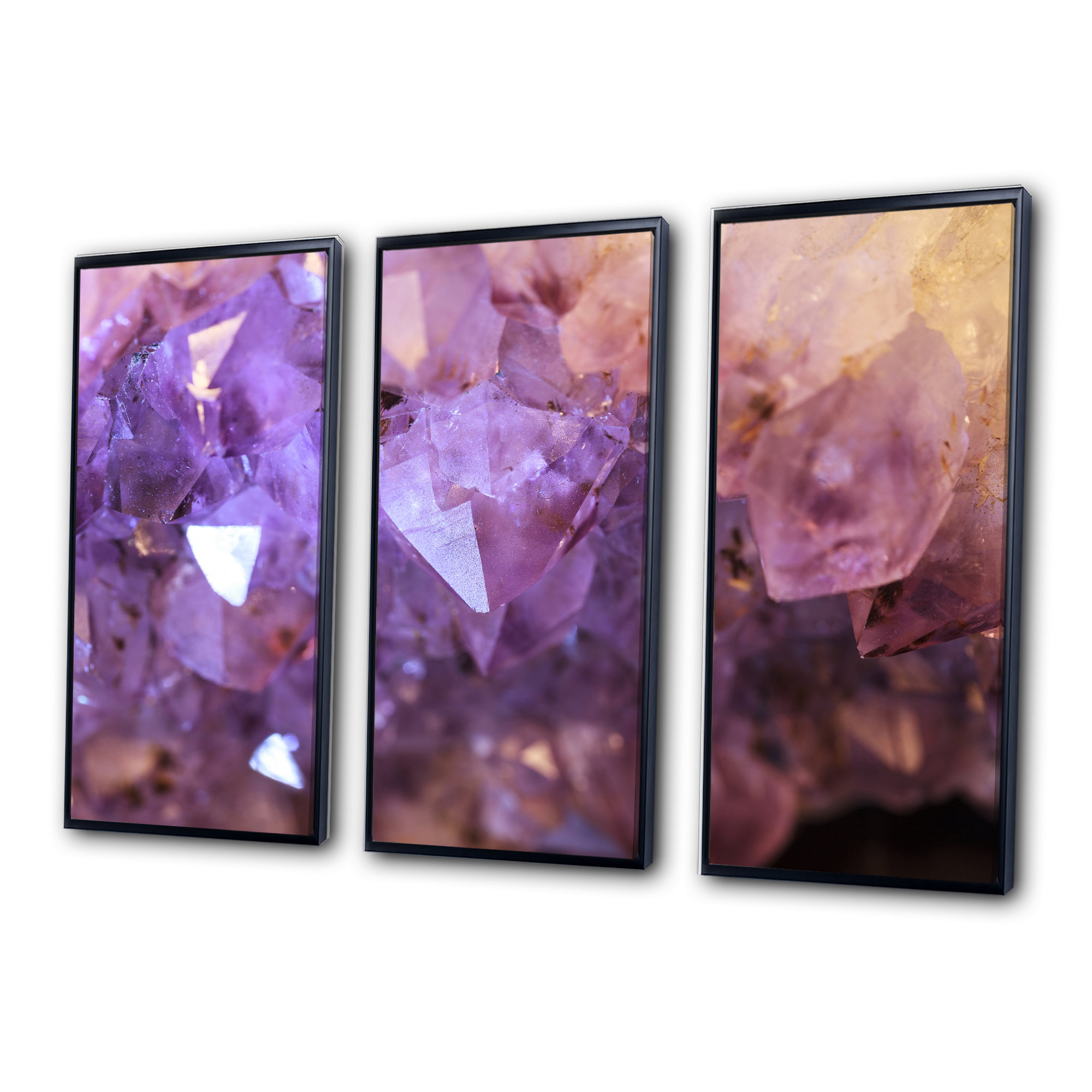 Mercer41 Purple White Natural Amethyst Geode - 3 Piece Floater Frame ...
