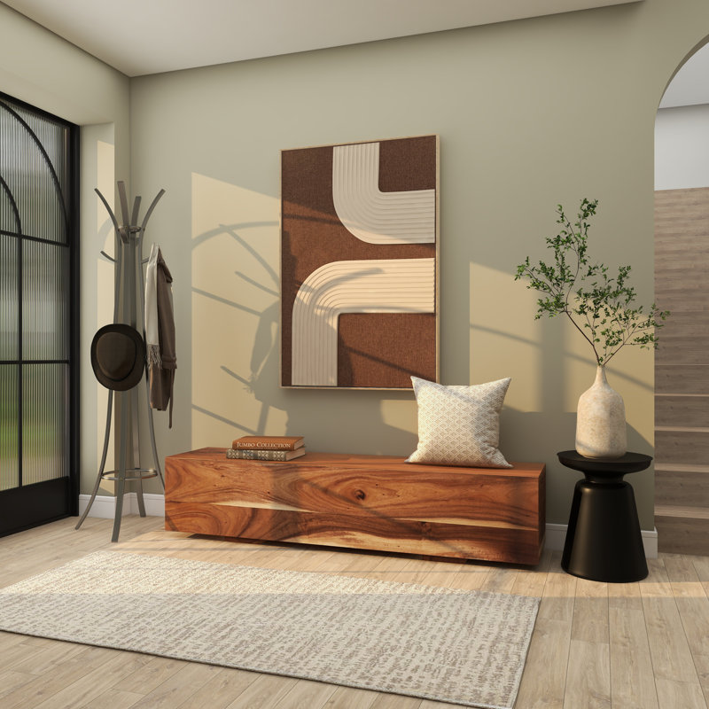 Corrigan Studio® Wood Block Rectangular Bench with Elevated Base ...