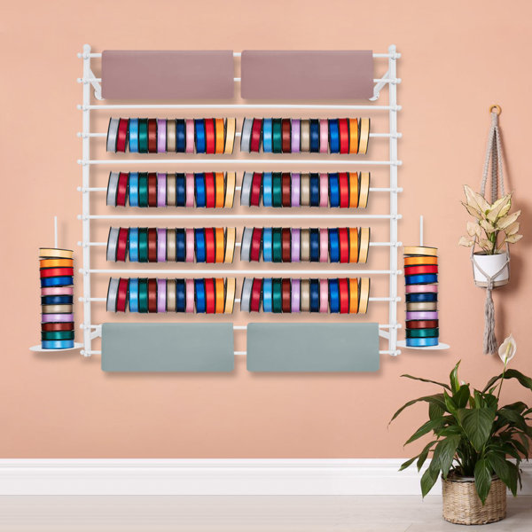 Rebrilliant 47.24'' Wall-Mounted Display Rack Wrapping Paper Ribbon ...