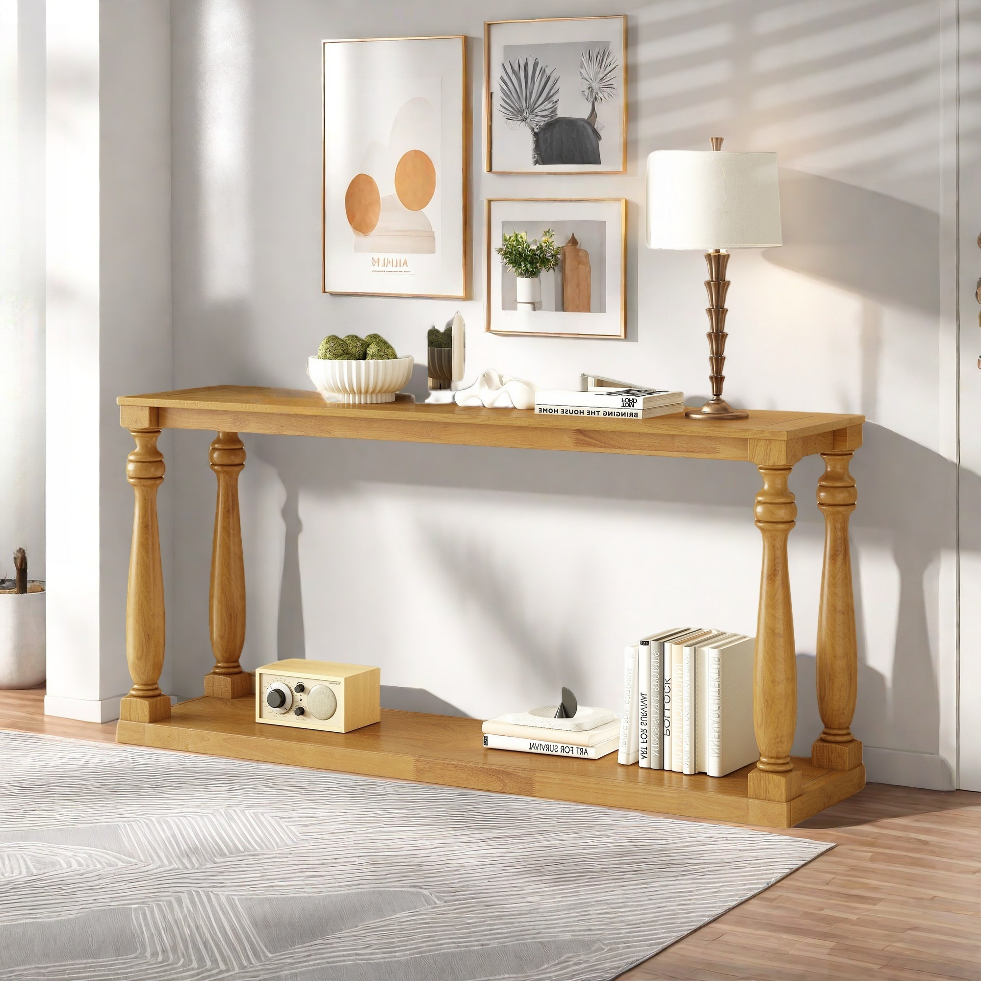 Charlton Home® Vintage Console Table With 4 Elegance Vase Legs And ...