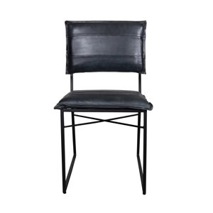 17 Stories Genuine Leather Upholstered Metal Side Chair & Reviews | Wayfair