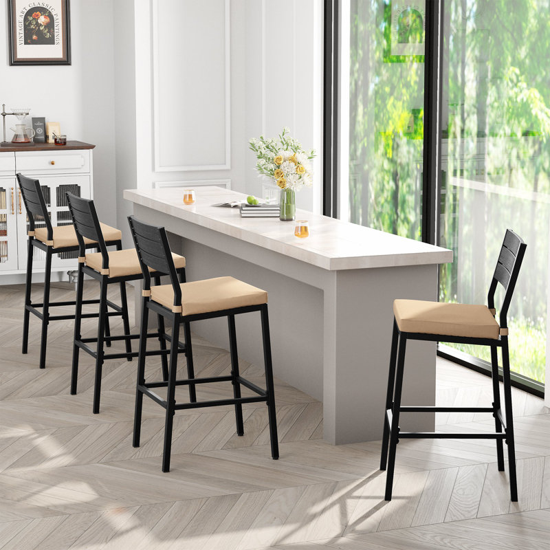 Latitude Run® Pershing Metal Outdoor 26.8'' Counter Stool with Cushion ...