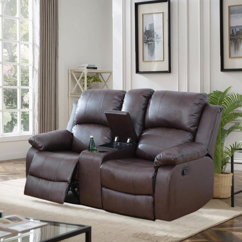 Latitude Run® 68" Premium Vegan Leather Reclining Living Room Loveseat ...