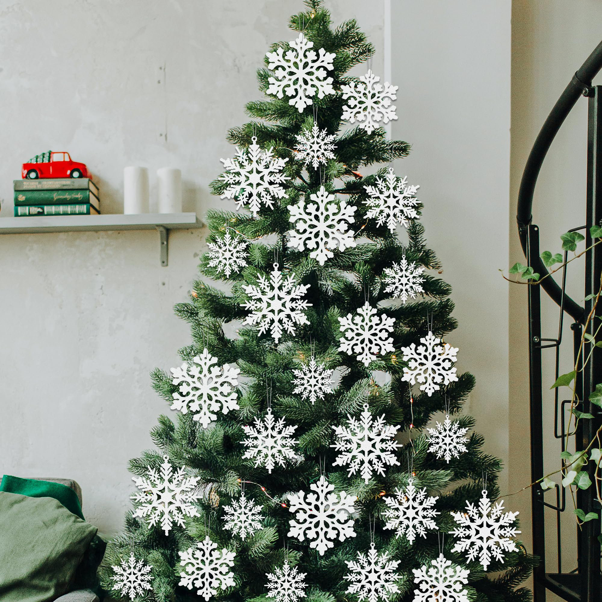 The Holiday Aisle® Christmas White Snowflakes Tree Decorations 24pcs ...