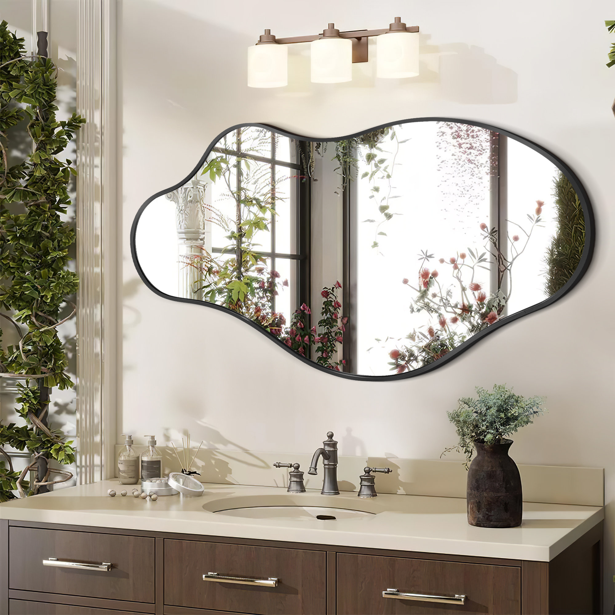 Mercer41 Irregular Decorative Metal Wall Mirror Asymmetrical Mirrors ...