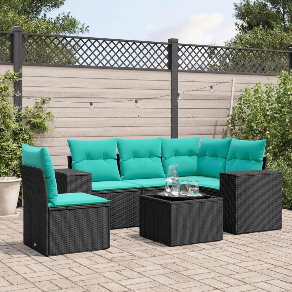 Ebern Designs 6 Piece Patio Sofa Set With Cushions Poly Rattan | Wayfair