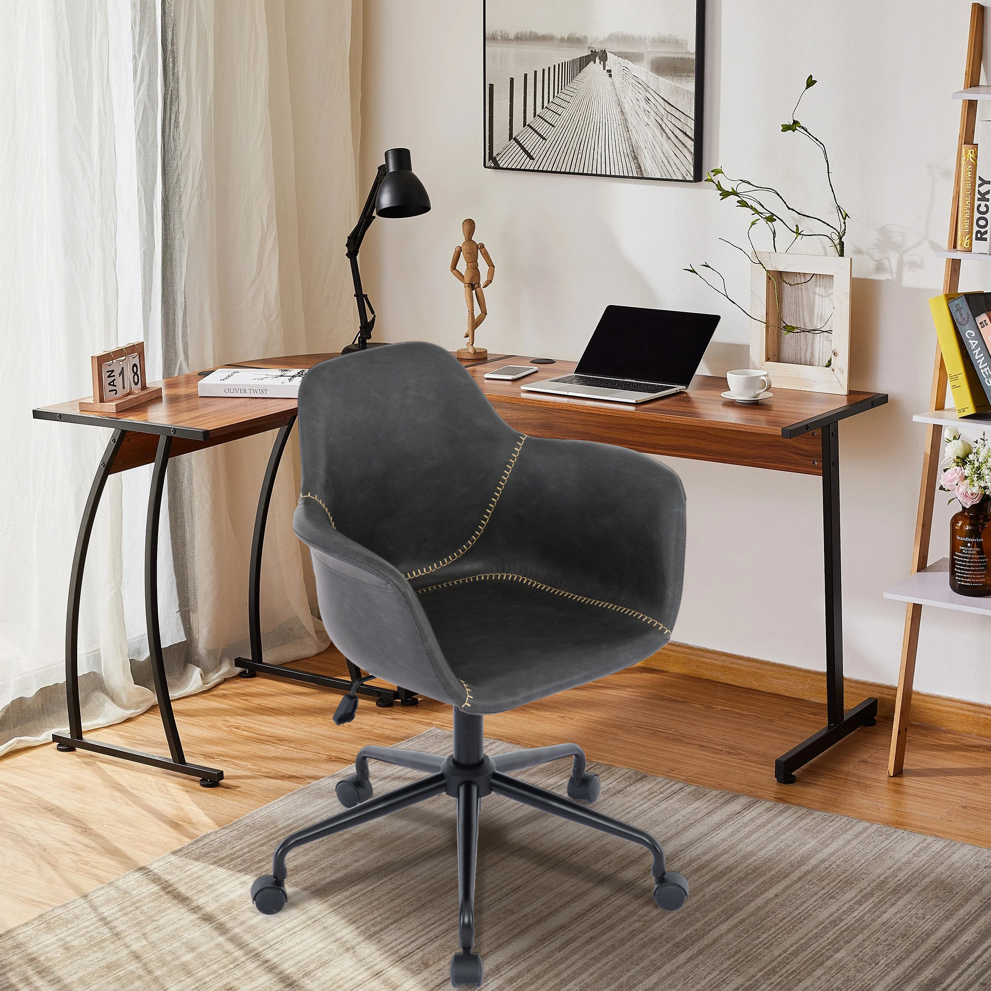 17 Stories Stephanos Faux Leather Tilt-Adjustable Office Chair With ...