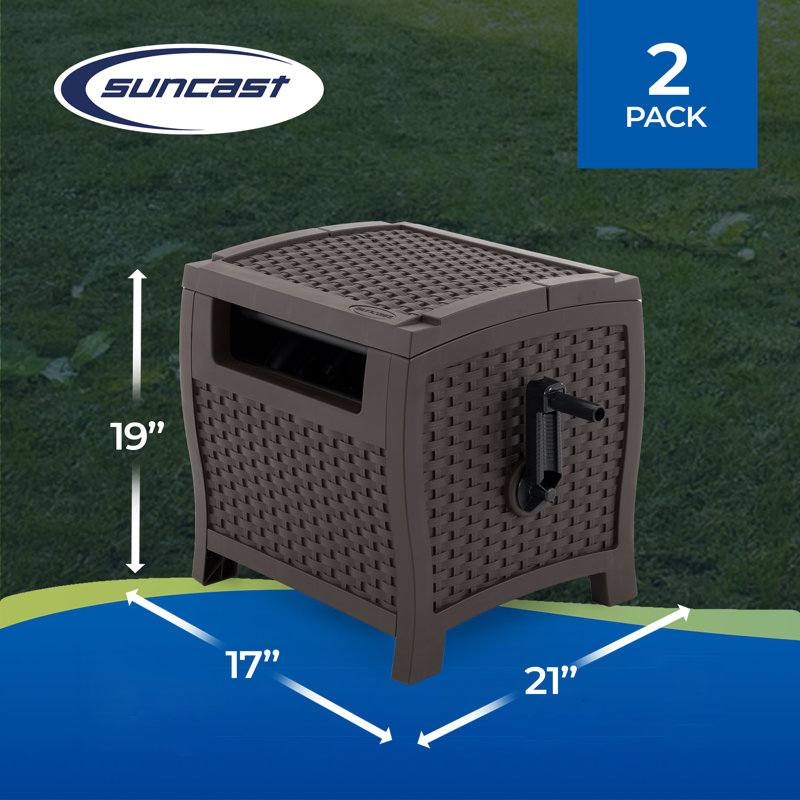 Suncast 175 Foot Slide Trak Outdoor Garden Water Hose Hideaway, Mocha ...