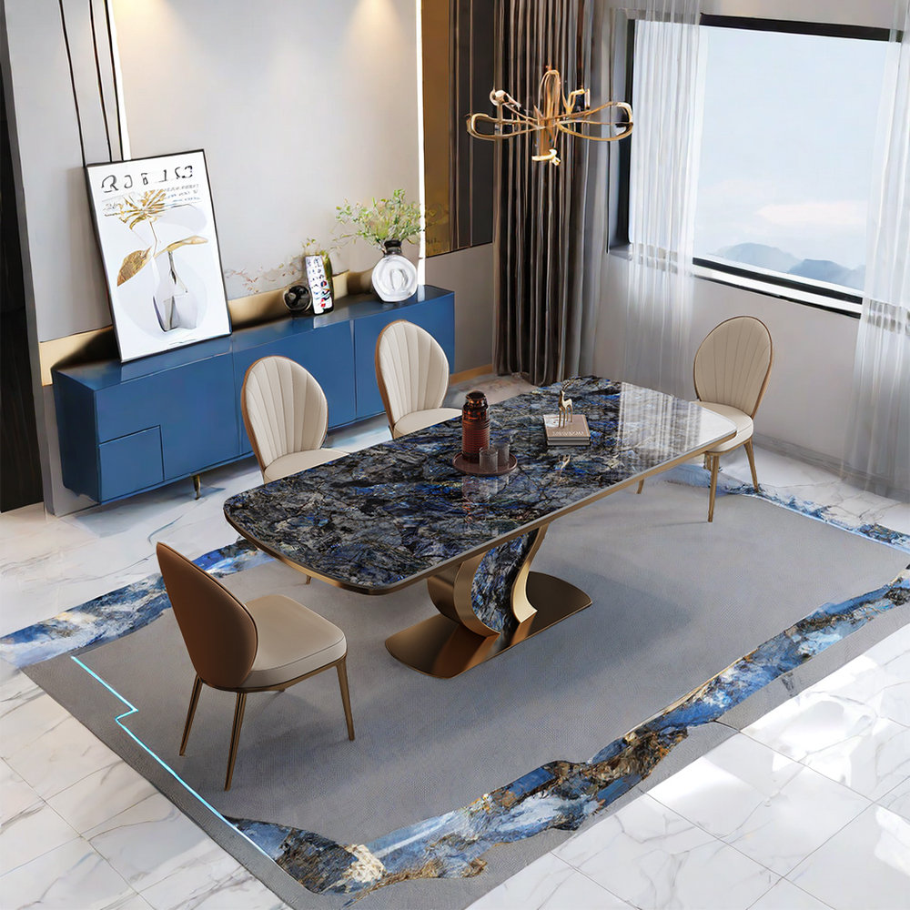 Greyleigh Modern Light Luxury Sintered Stone Dining Table Se ...