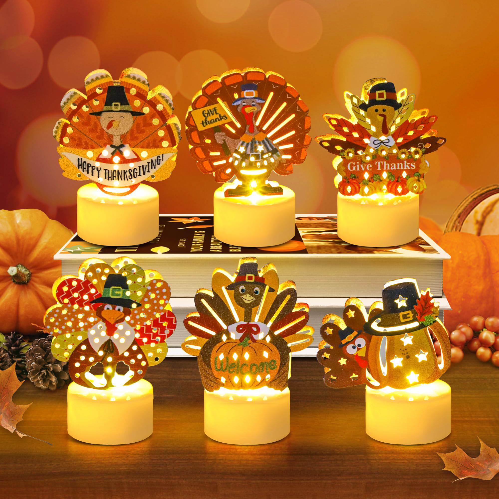 The Holiday Aisle® 12 PCS Turkey Tea Light Candles – Battery Operated ...