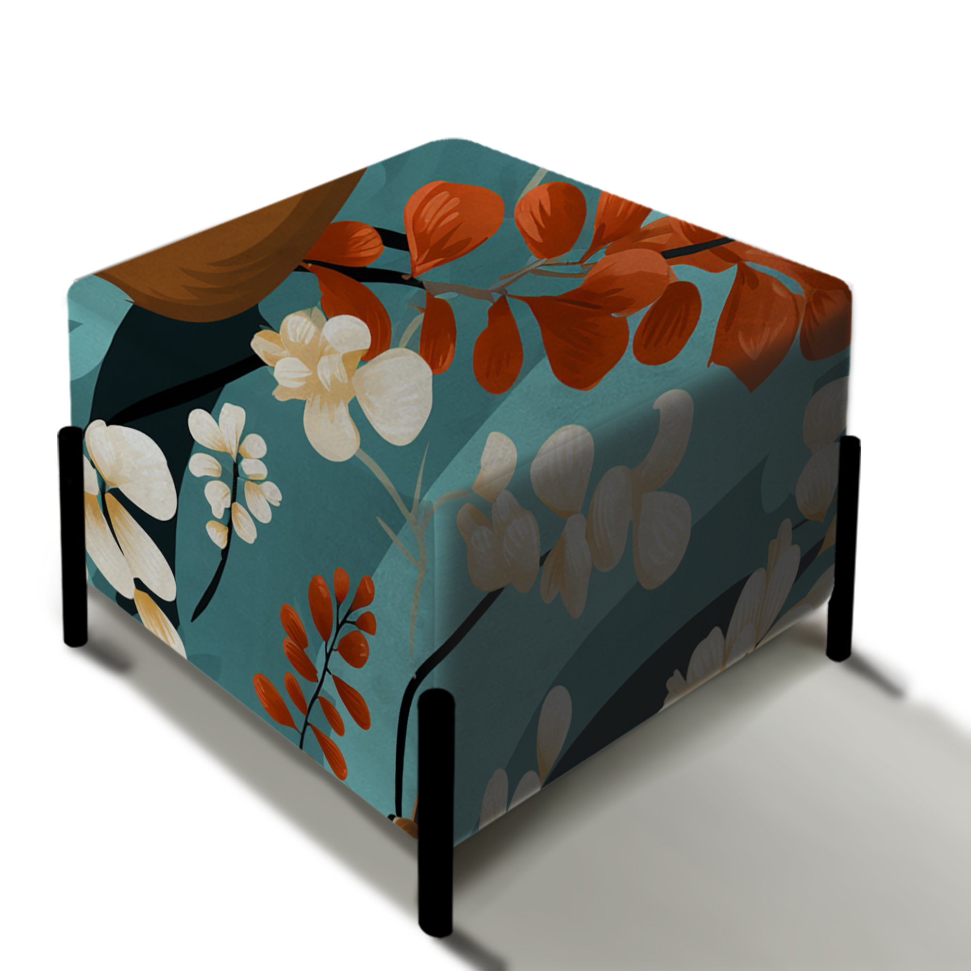 Design Art Cute Squirrel Seamless Pattern - Animal Print Square Ottoman ...