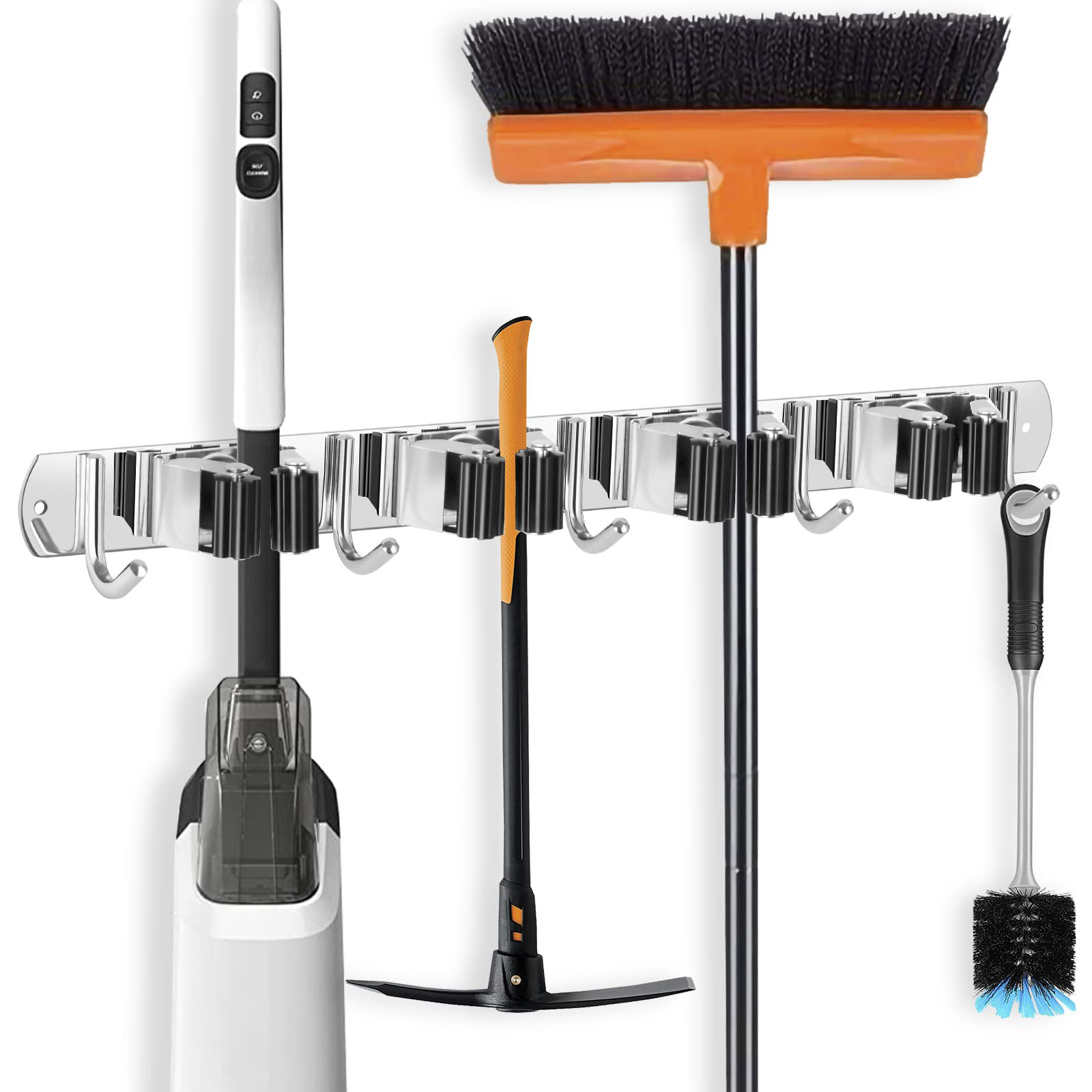 WFX Utility™ Broom Holder Wall Mounted, Stainless Steel Broom Mop ...