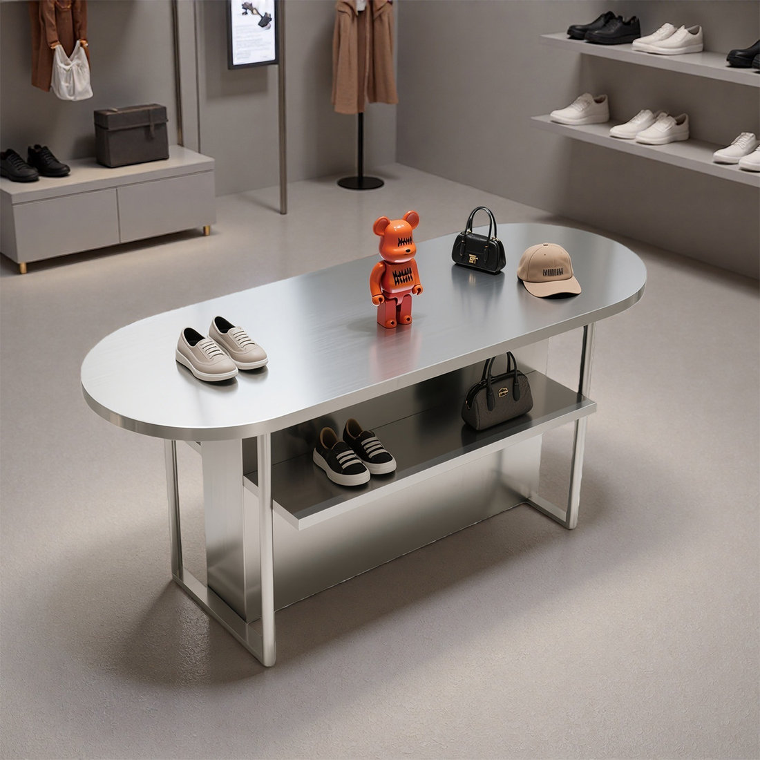 Orren Ellis Stainless Steel Minimalist Retail Display Table - Wayfair ...