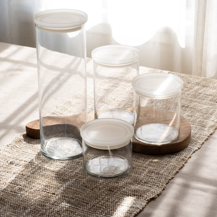 Libbey Stacking Cylinder 4 Piece Assorted Glass Jar Set With Lids | Wayfair