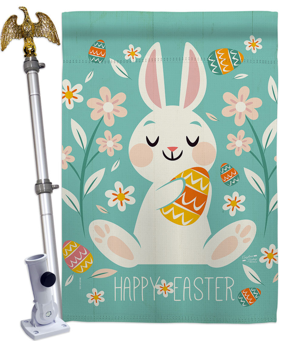 Angeleno Heritage Cheerful Easter Bunny House 2-Sided Polyester 40 x 28 ...