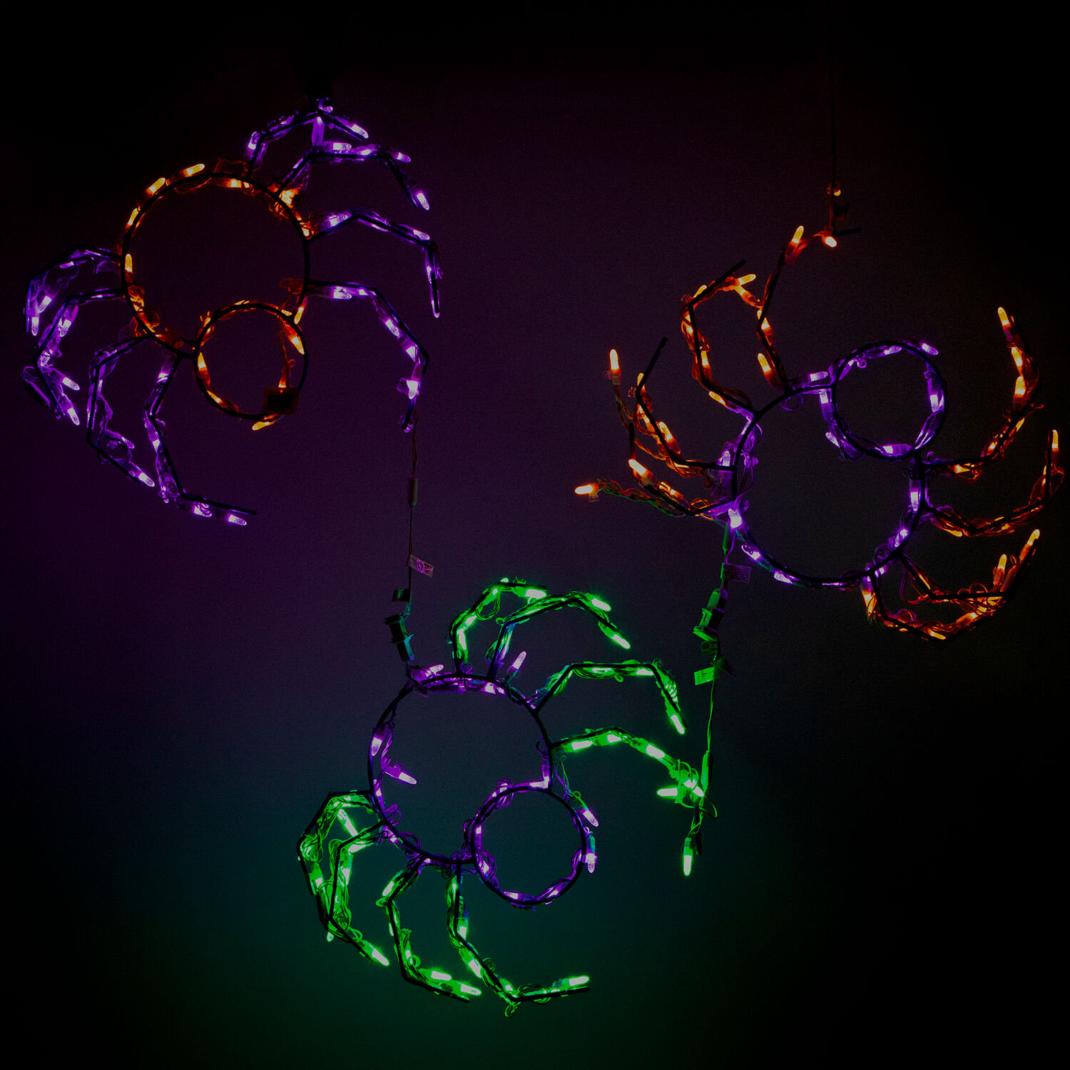 Haunted Hill Farm 3 Creepy Spider LED Halloween Lights for Outdoor or ...