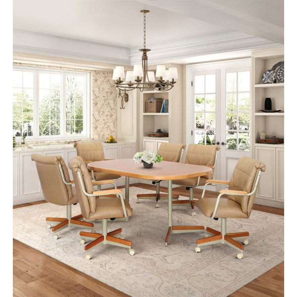 Wildon Home® 7-Piece Extendable Double-Pedestal Caster Dining Set | Wayfair