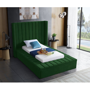 Everly Quinn Rick Upholstered Wingback Bed & Reviews | Wayfair