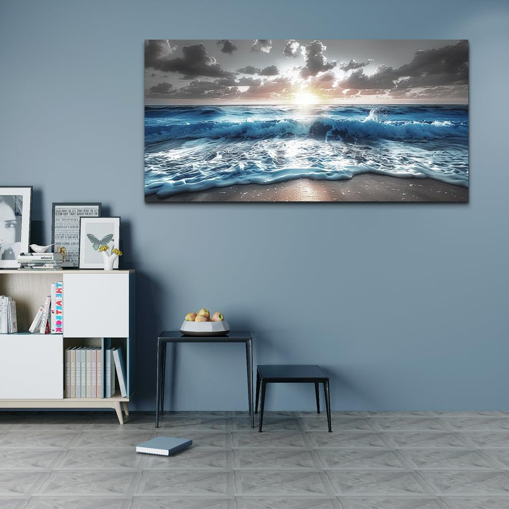 Dovecove Waves Wall Pictures Framed Wall Art For Living Room Canvas ...