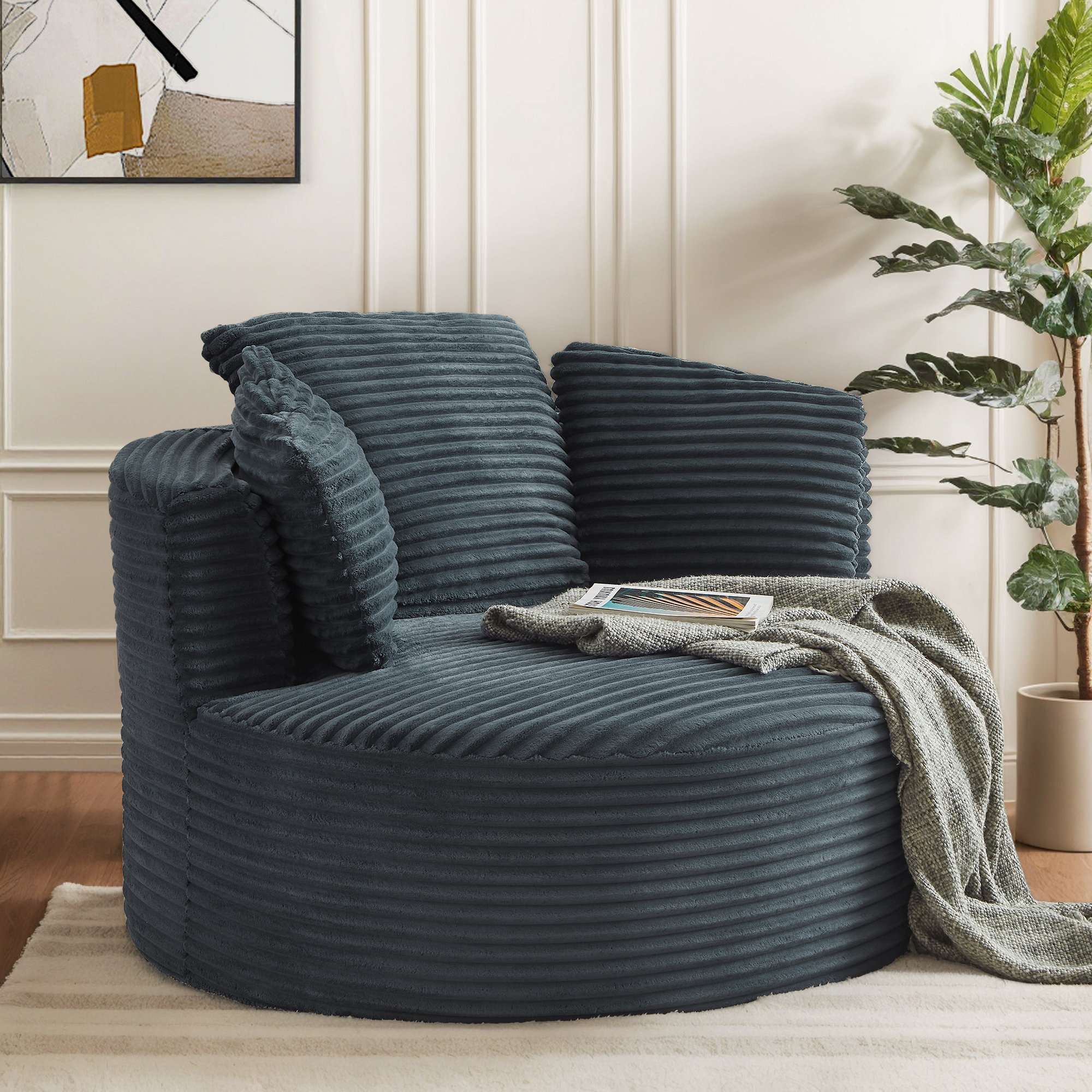 Mercer41 Upholstered Round Chaise Lounge Accent Chair, No Assembly ...