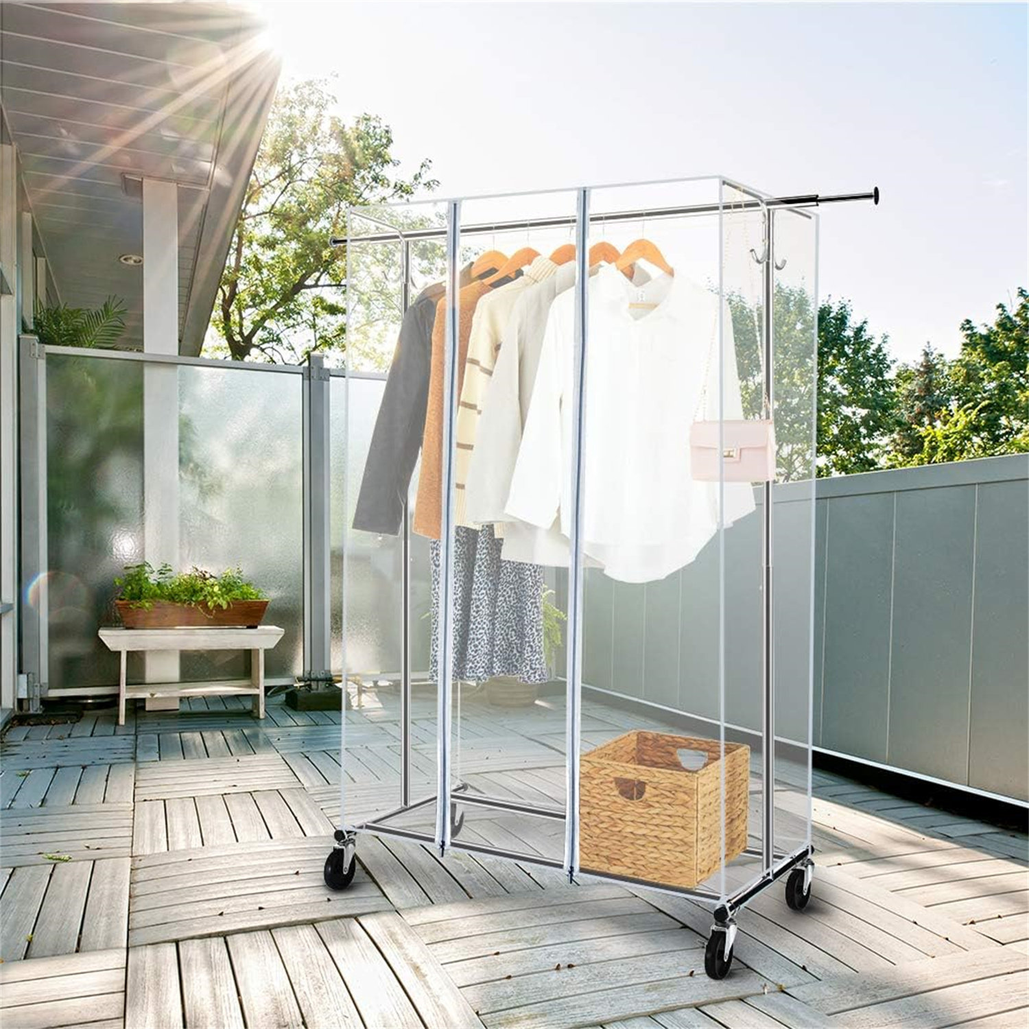 Rebrilliant Nigiel 59.02" Plastic Rolling Clothing Rack | Wayfair