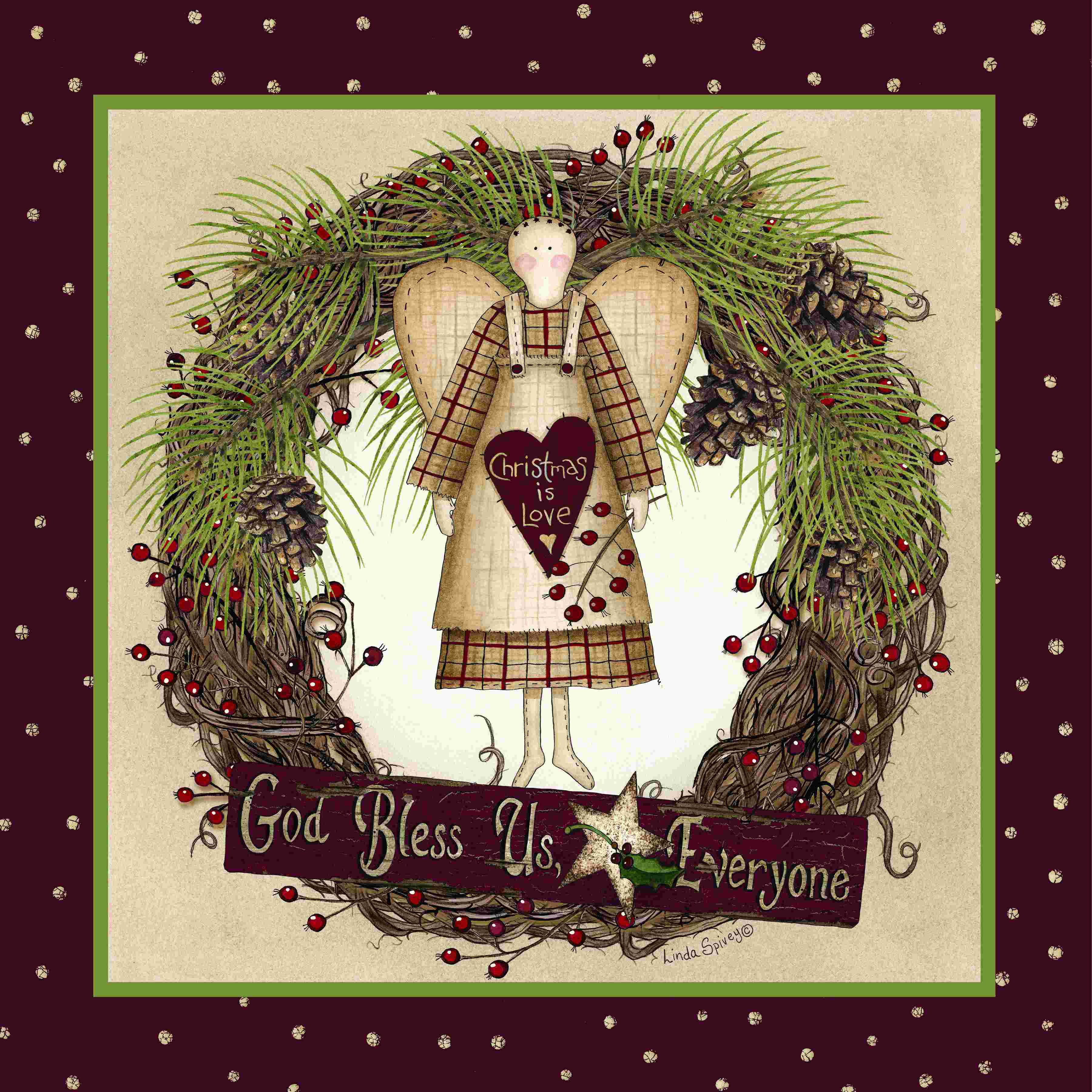The Holiday Aisle® Folk Angel Christmas Wreath - Wrapped Canvas Graphic ...