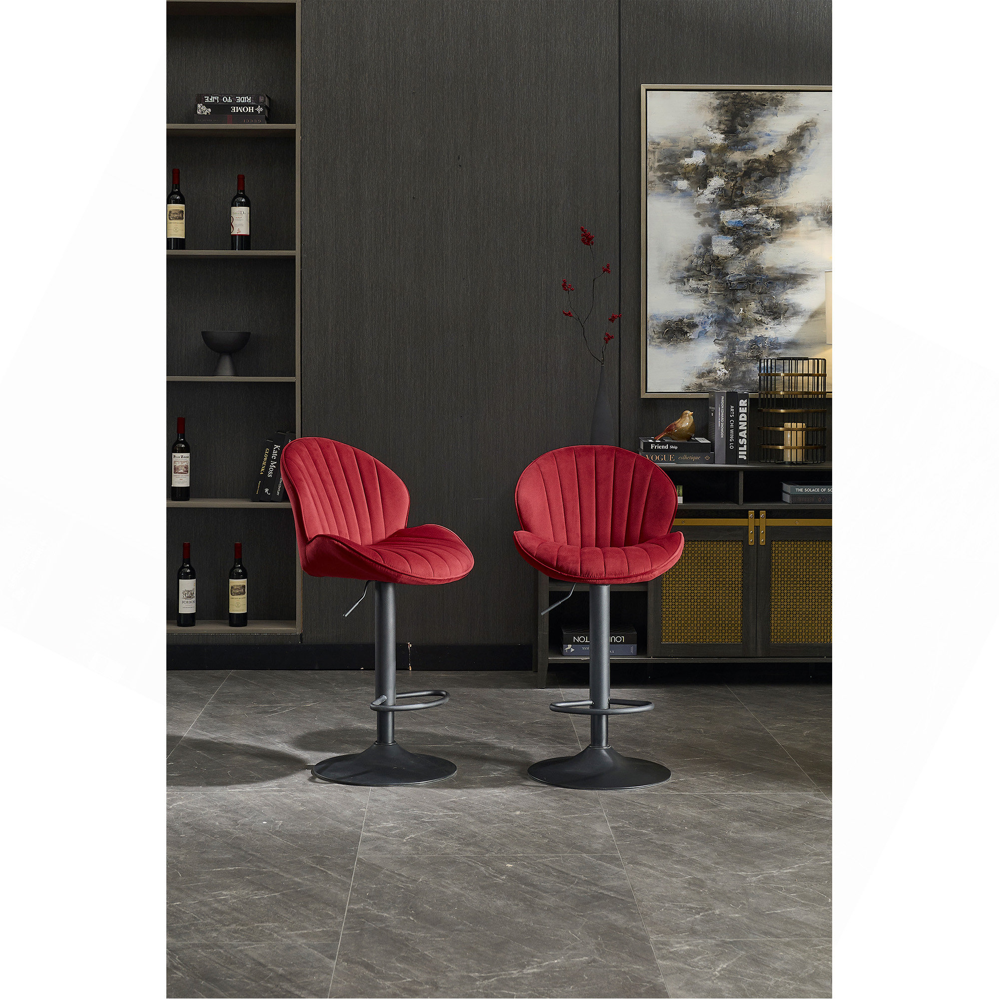Ivy Bronx Bar Stools Set Of 2 - Adjustable Barstools With Back And ...