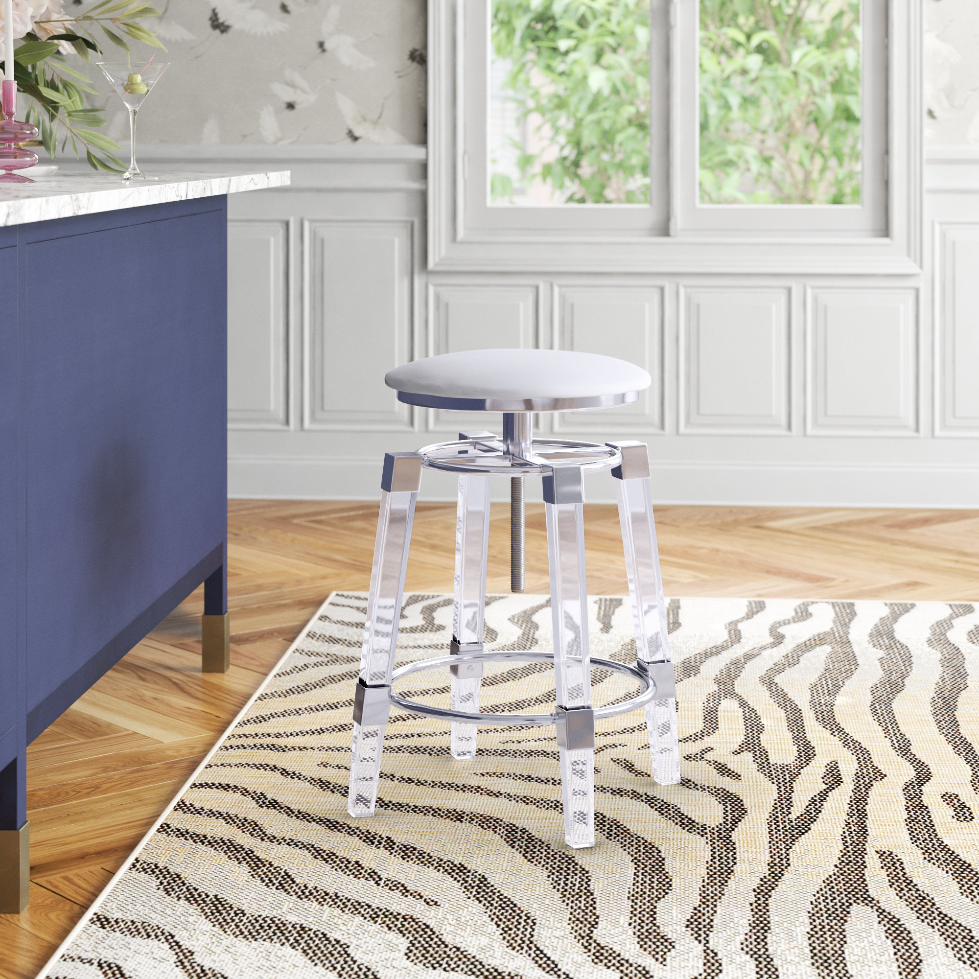 Orren Ellis Allens Contemporary Rotation-Adjustable Stool w ...