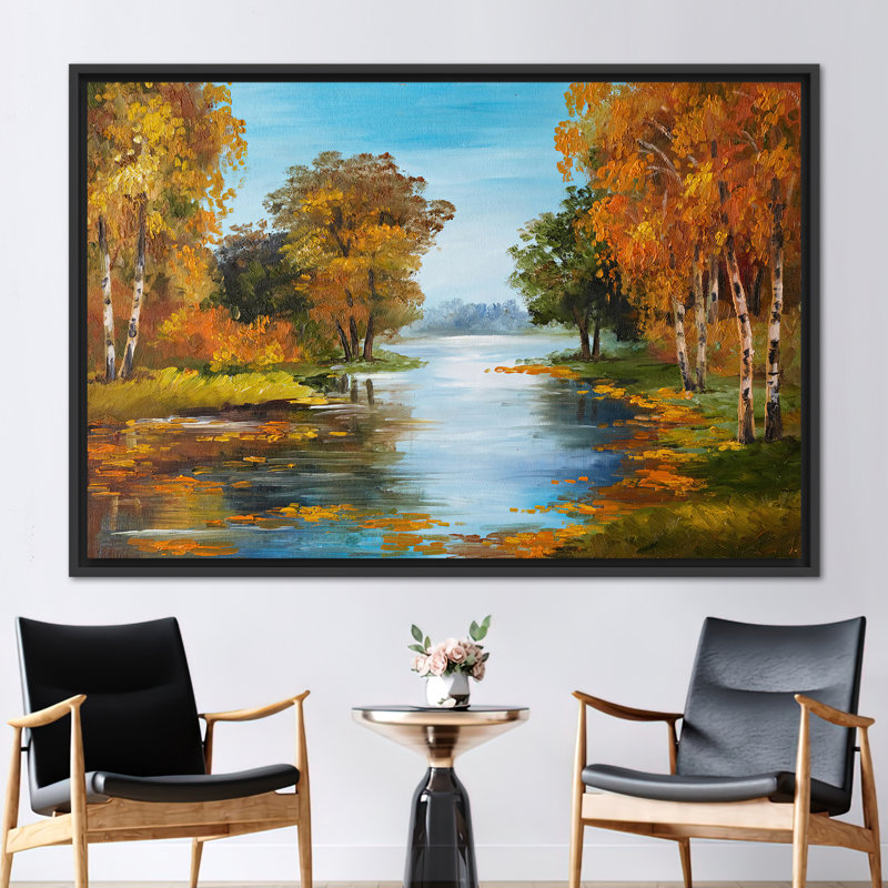 kayra export Autumn Landscape Painting, Autumn Wall Decor, River ...