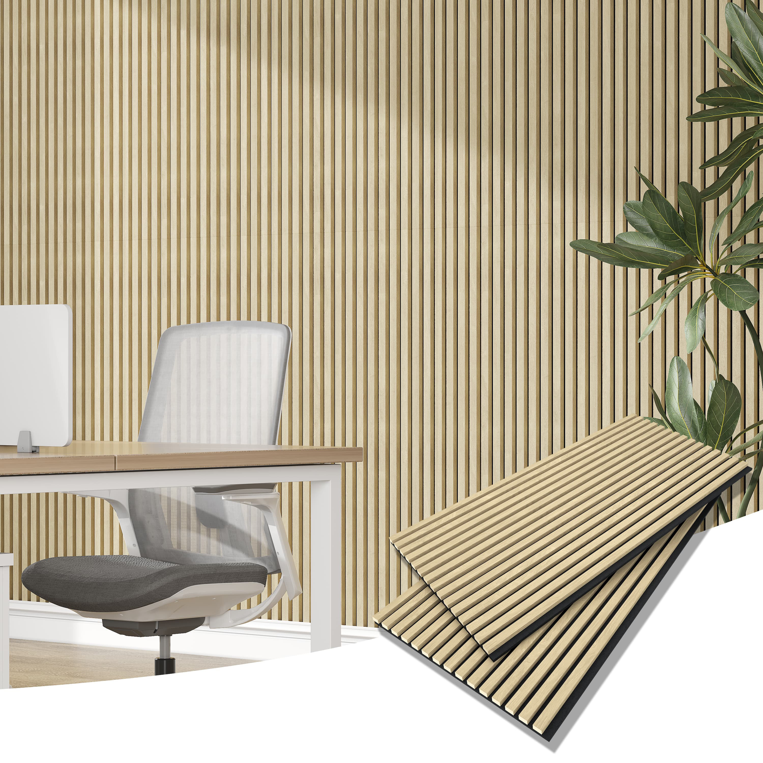 Lumioca 2Pcs 47"x24" Acoustic Wood Wall Paneling Soundproof Panels 3D ...