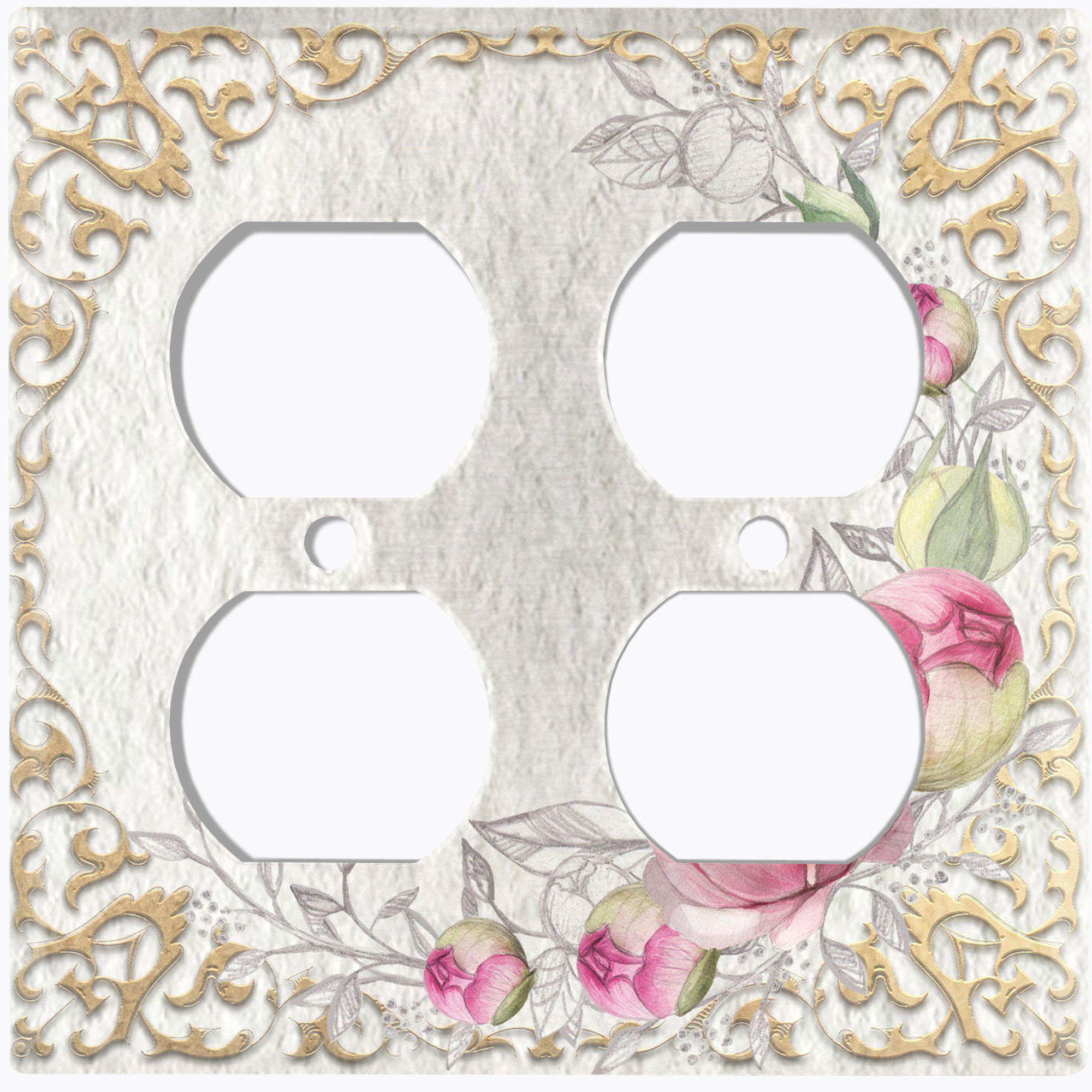 WorldAcc Metal Light Switch Plate Outlet Cover (Vintage Pink Roses ...