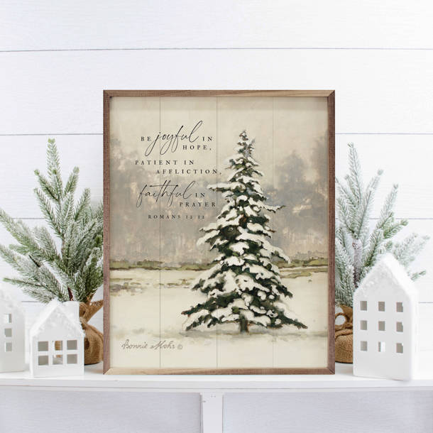 The Holiday Aisle® Be Joyful In Hope Winter Tree By Bonnie Mohr | Wayfair