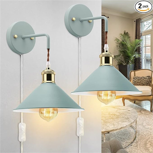 George Oliver Plug In Wall Sconces, 2PACK Wall Lamp With Plug In Cord ...