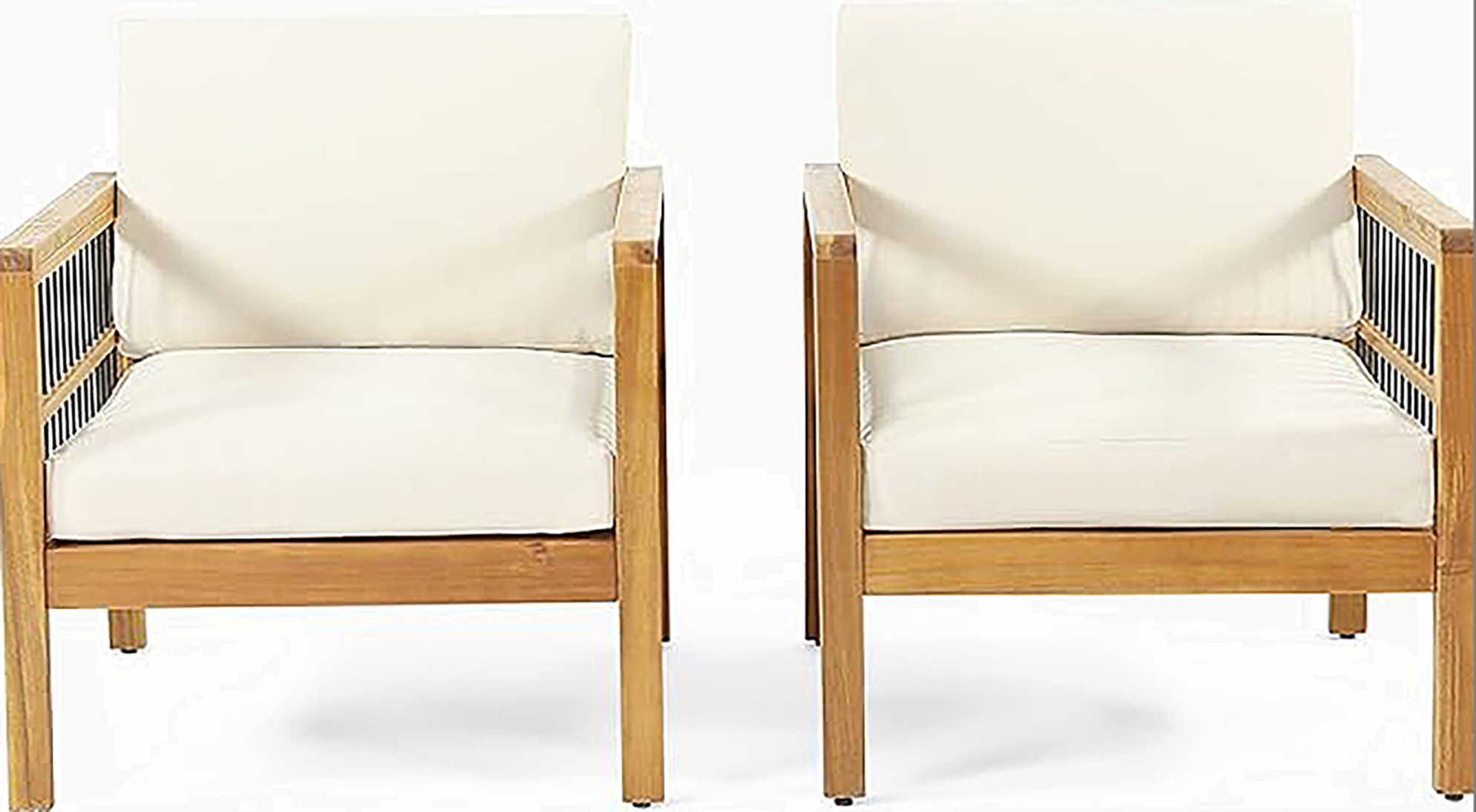 Corrigan Studio® Set of 2, Acacia Wood Outdoor Club Chair, Deep Seating ...