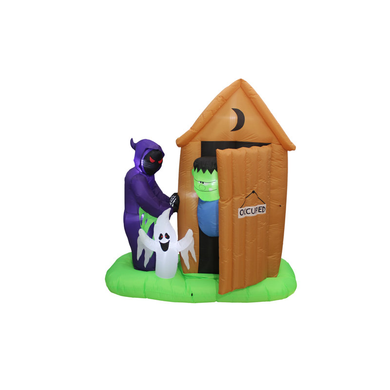 The Holiday Aisle® Animated Monster Outhouse Inflatable | Wayfair