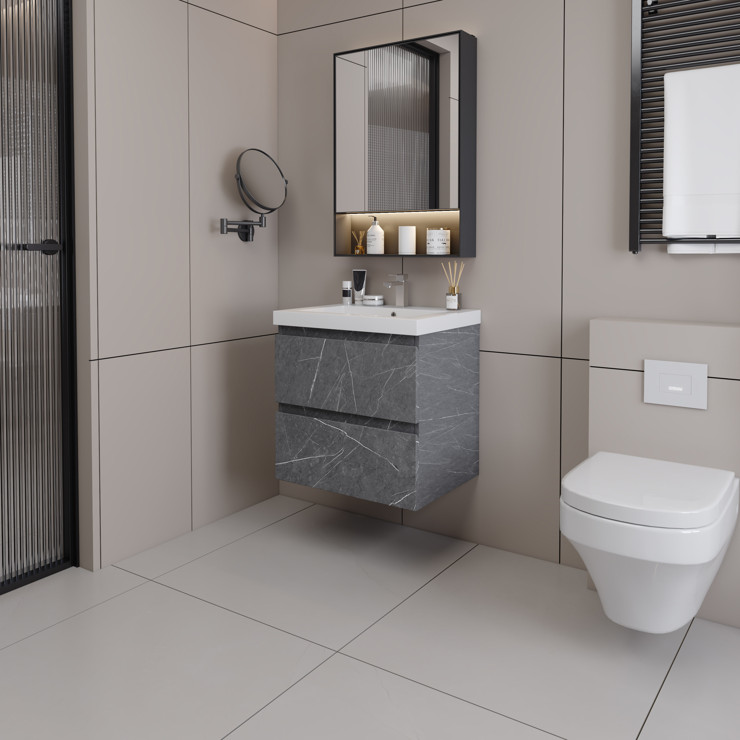 Ebern Designs Meuble-lavabo simple 36 po avec lavabo en acrylique Craig ...