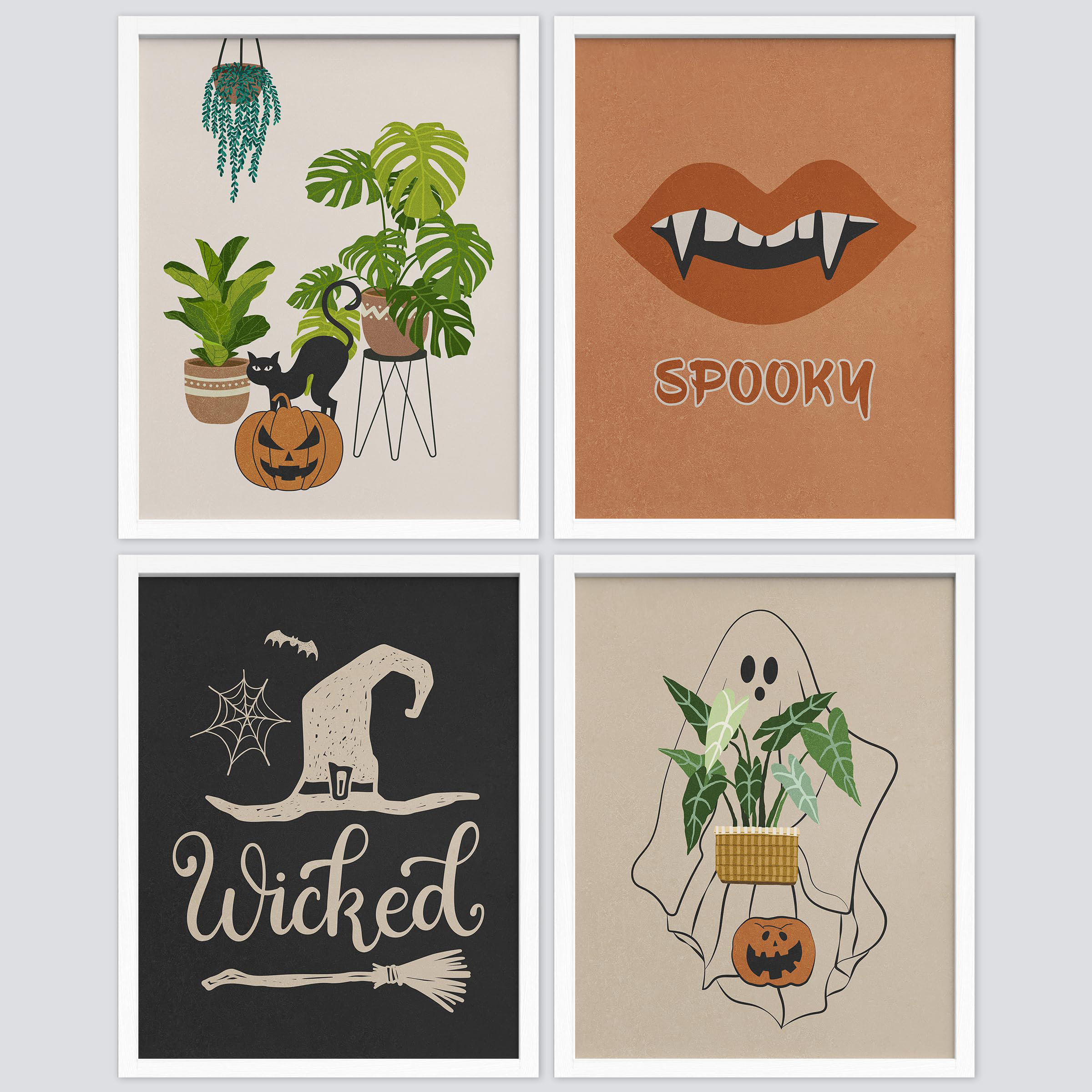 SIGNLEADER Bathroom Decor Multicolor Halloween Vampire Teeth Witch Hat ...