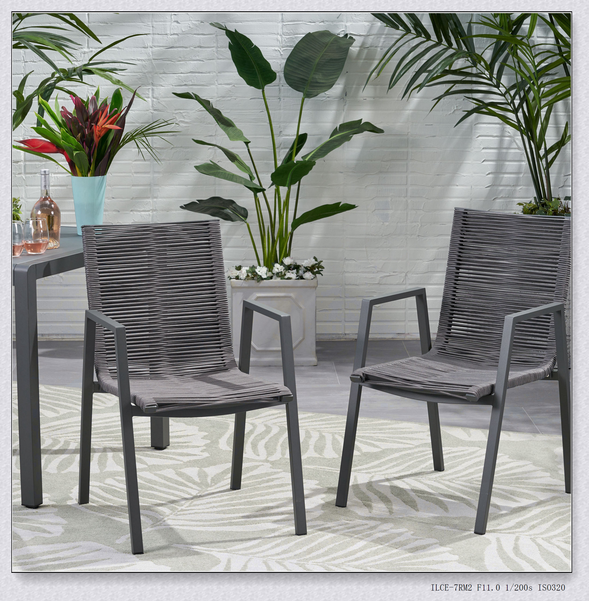 Red Barrel Studio® Outdoor Modern Aluminum Dining Chair with Rope Seat ...