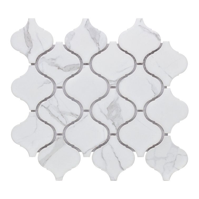 ES Stone 3" x 3" Porcelain Arabesque Mosaic Wall & Floor Tile & Reviews ...
