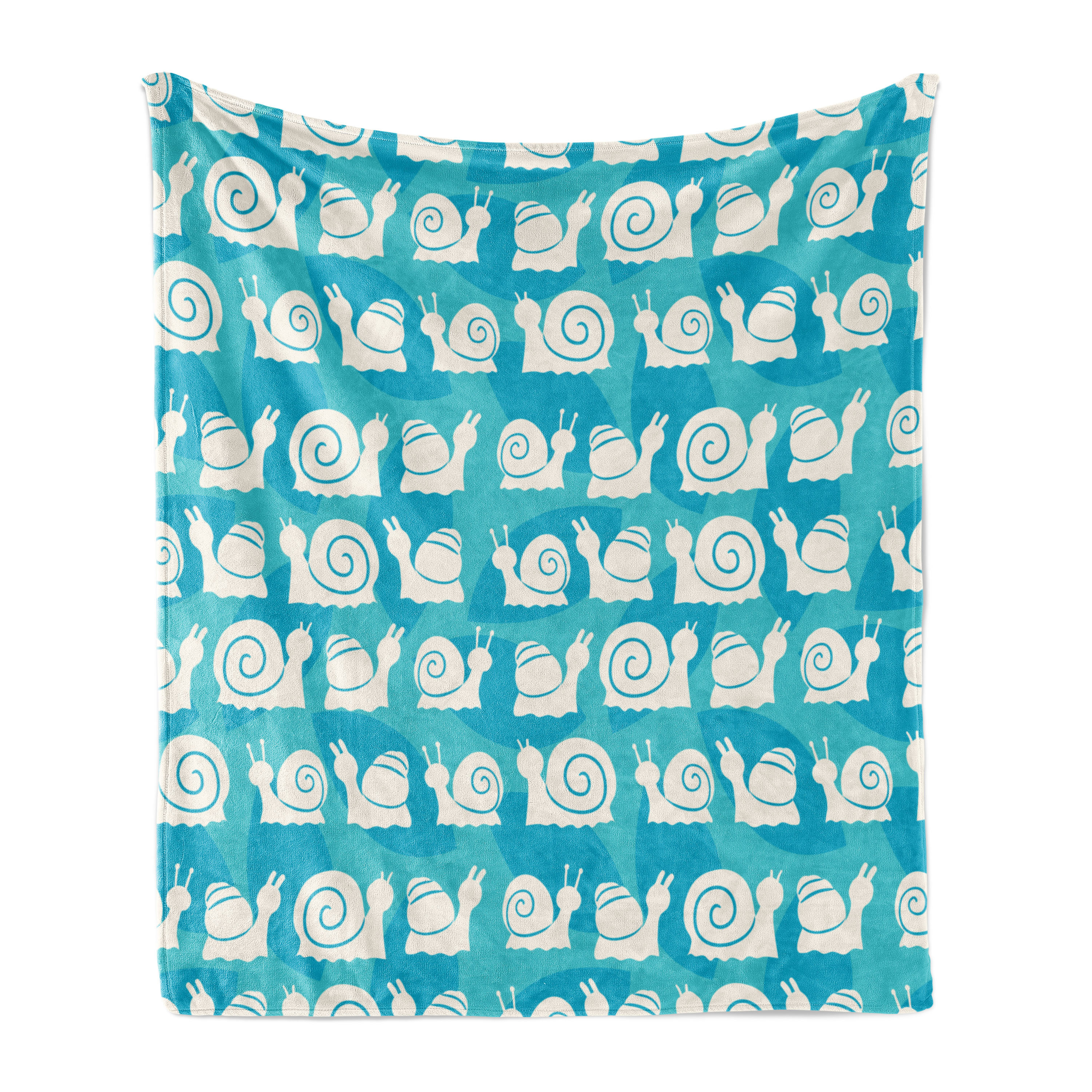 Ambesonne Snail Fleece Throw Blanket Cartoon Snails Leaves White Blue ...